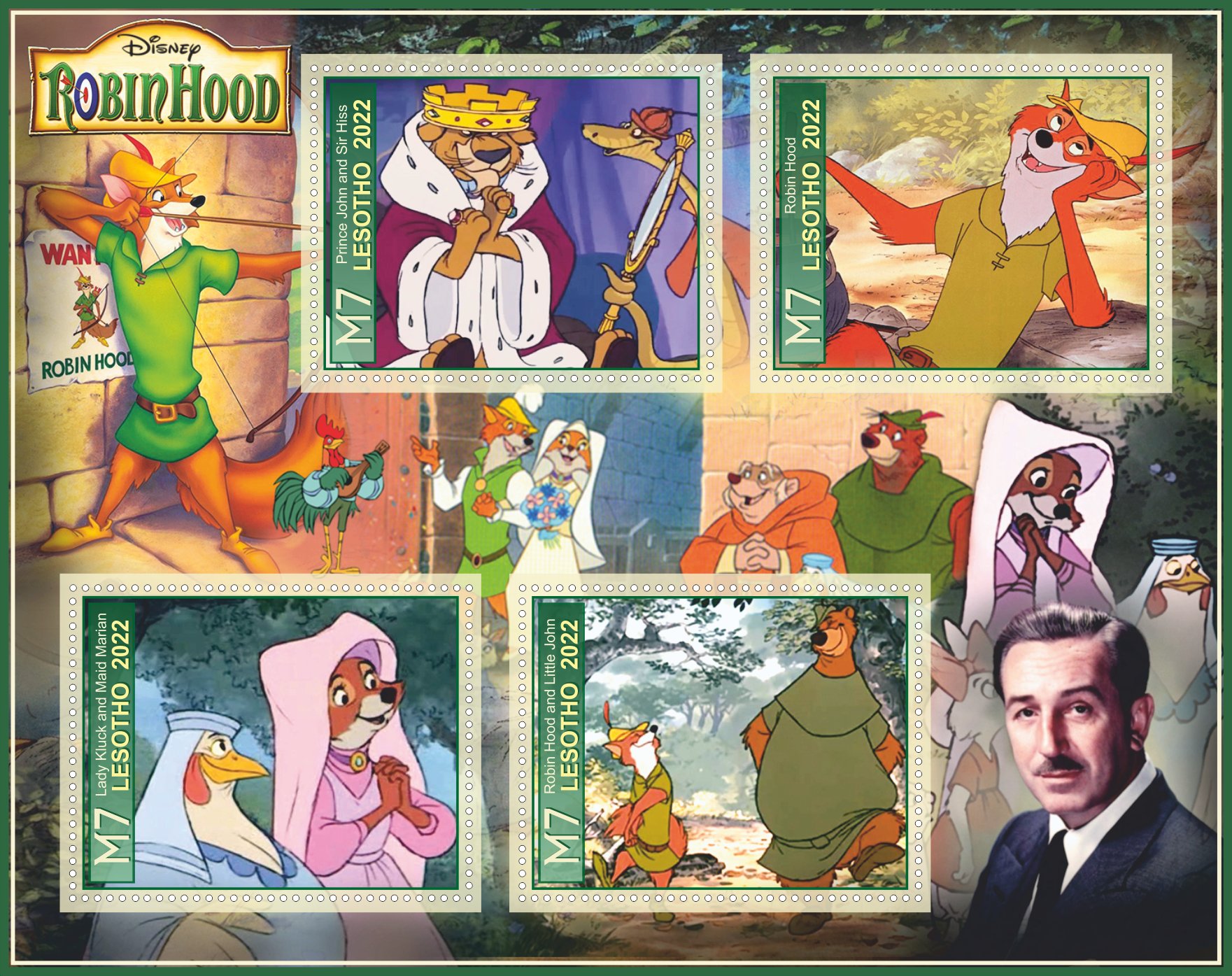 Stamps.Disney , Robin Hood Lesotho 1+1 sheets 2022 year NEW perforated ...