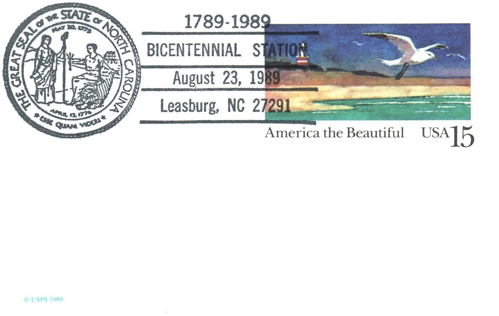 US Special Pictorial Postmark Postal Card Great Seal of North Carolina ...