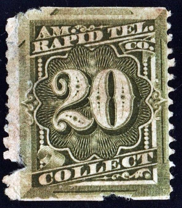 1T12 20¢ American Rapid Telegraph Company Stamp (1881) Used/Faults ...