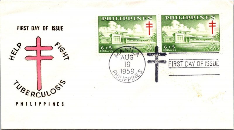 Philippines FDC 1959 - Fight Tuberculosis - 2 x 6c + 5c Stamp - Pair ...