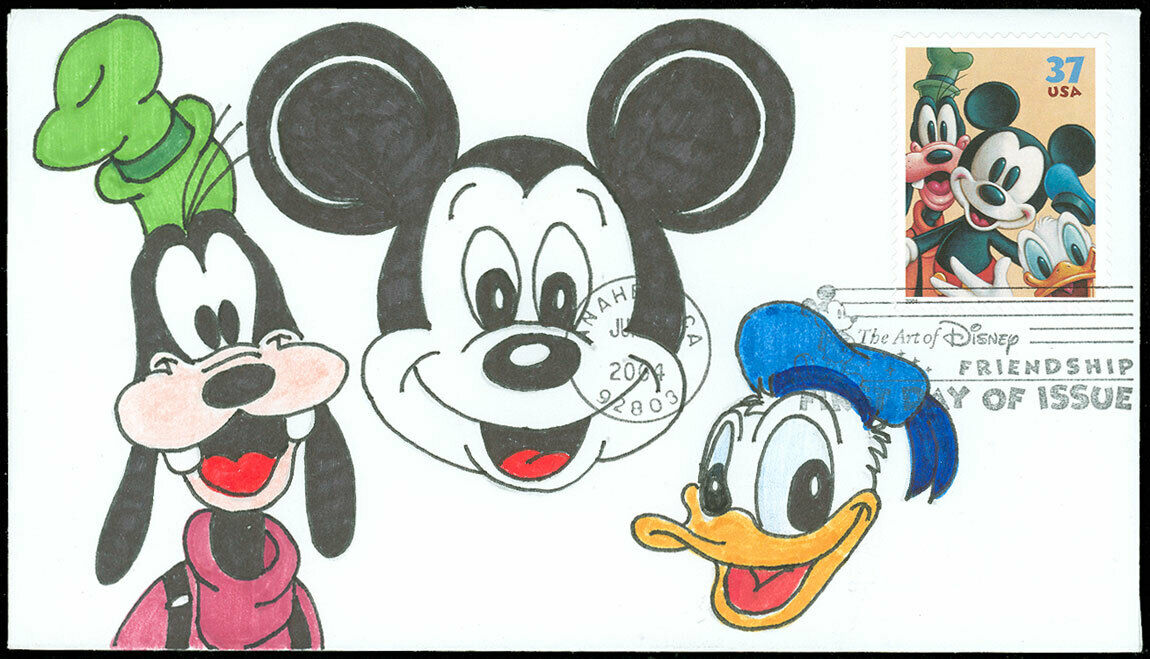 6/23/04 Anaheim CA Cds, Hand Colored, BIG Disney MICKEY, GOOFY, DONALD ...
