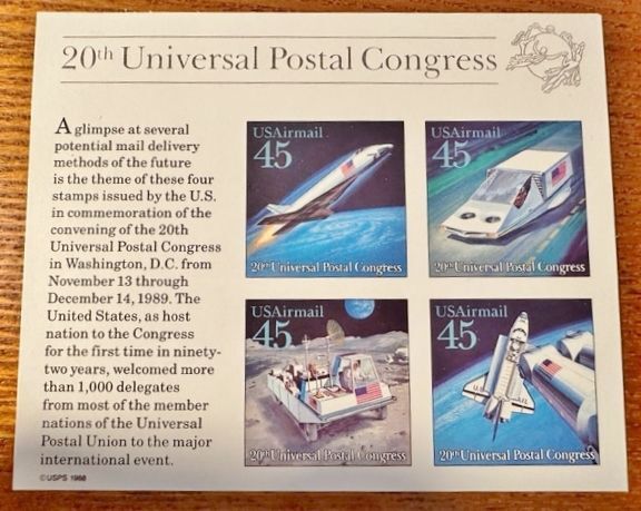 US C126 20th Universal Postal Congress Souvenir Sheet, Air Mail Mint NH ...