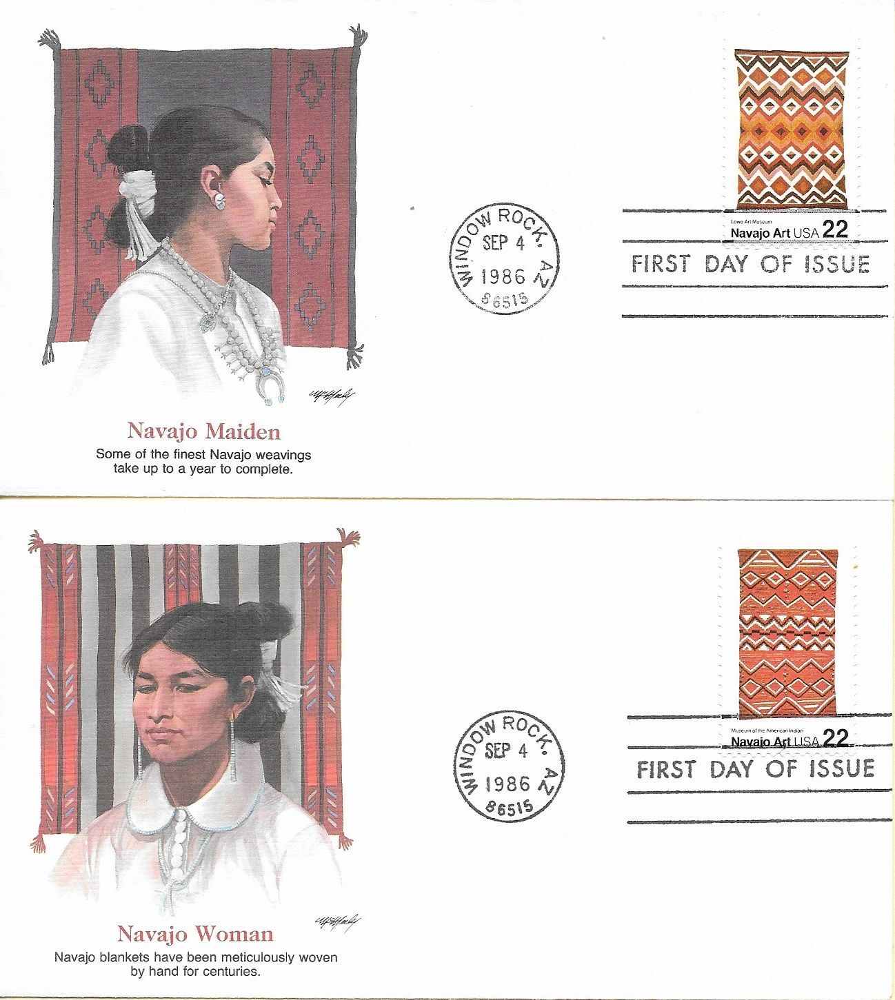 1986 FDC, #2205-2208, 22c Navajo Art, Fleetwood (4) | United States ...