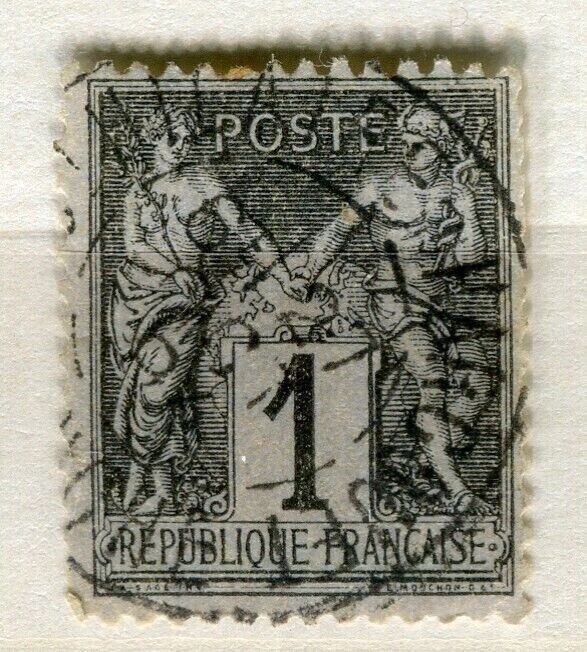 FRENCH COLONIES; 1890s classic SAGE issue used 1c. fair Postmark ...