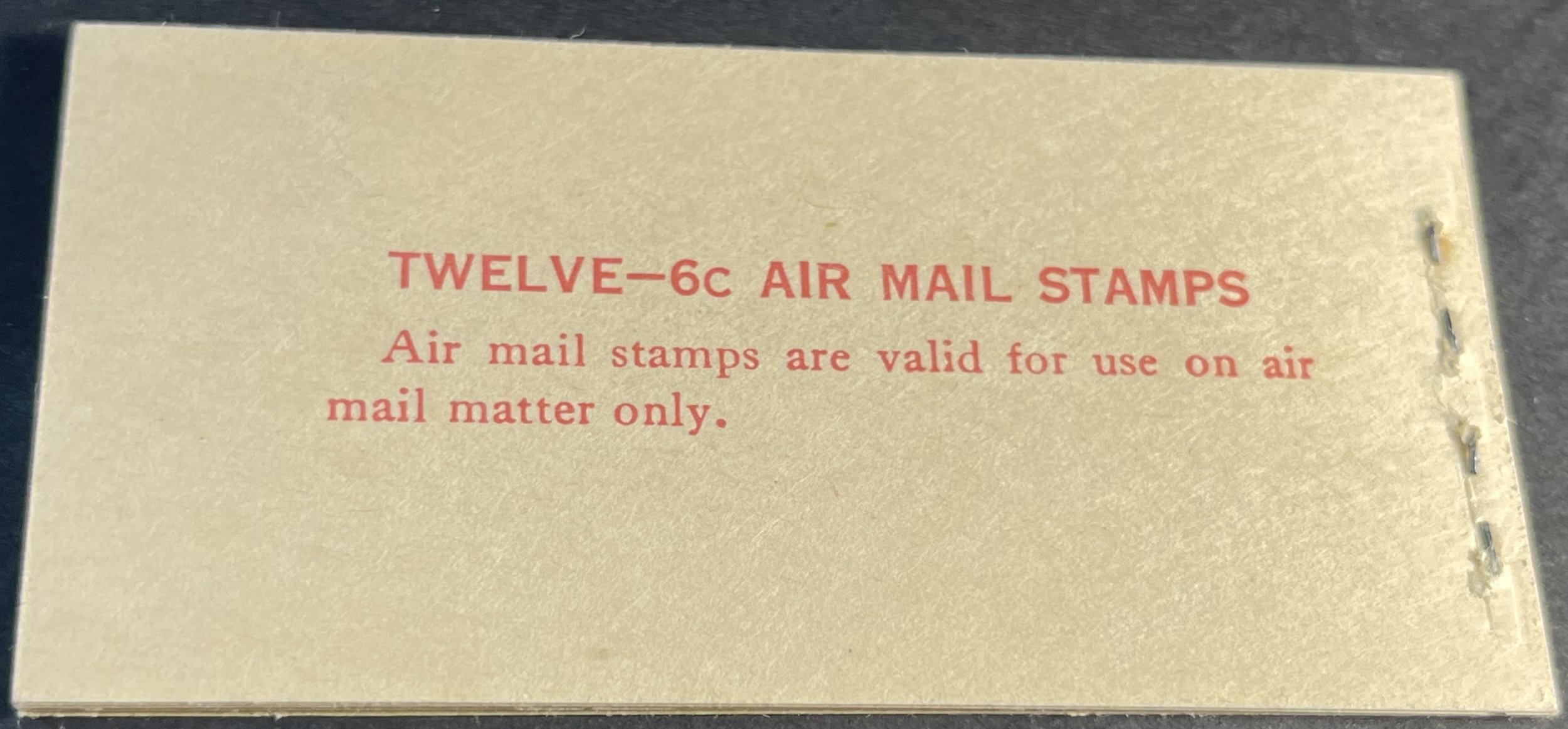 U.S.# Bkc3-Mint/Never Hinged--Complete Air-Mail Booklet/Unexploded ...