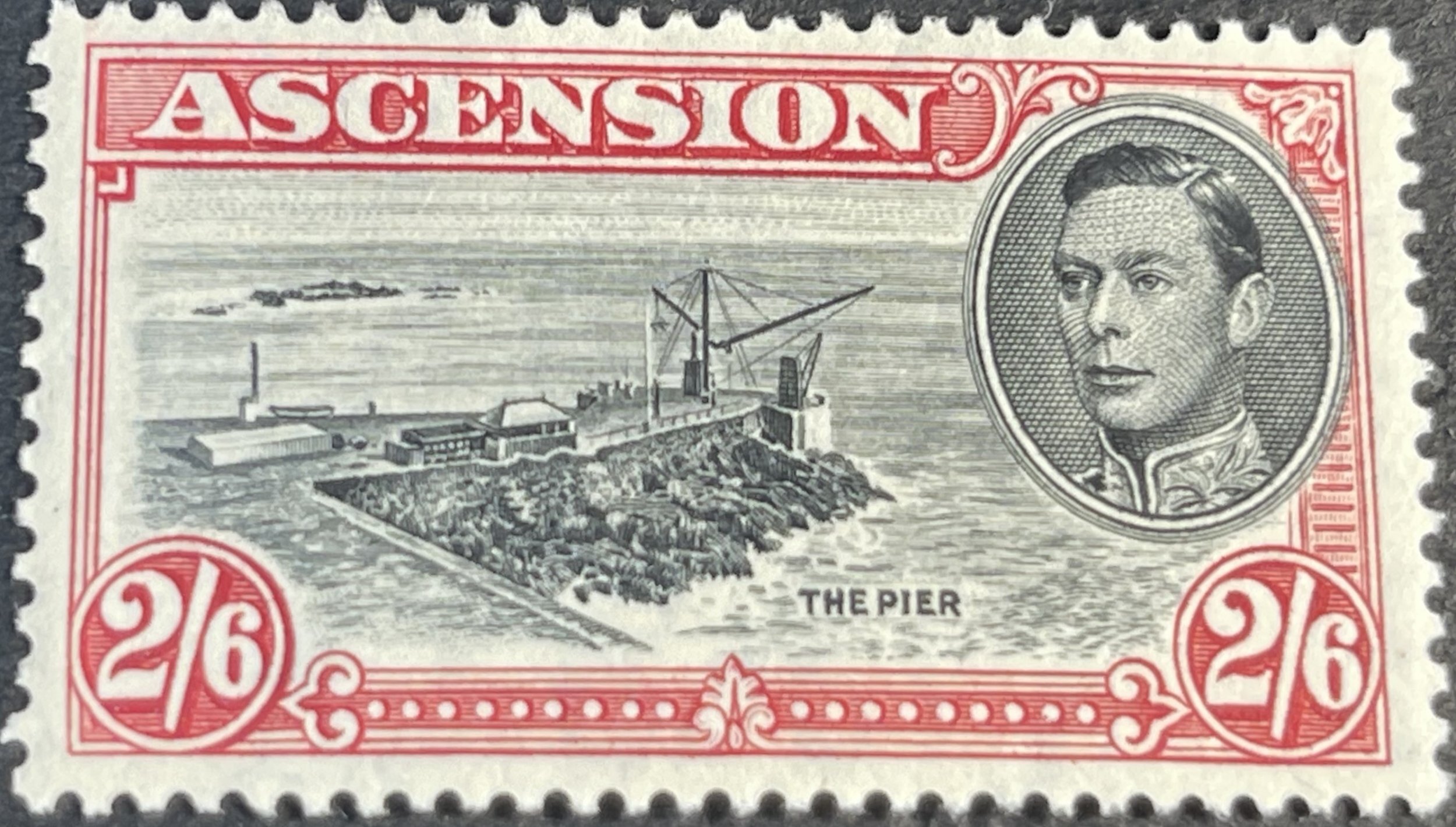 Ascension Island # 47-Mint/Hinged-Single--Carmine--Perf 13--1944 ...