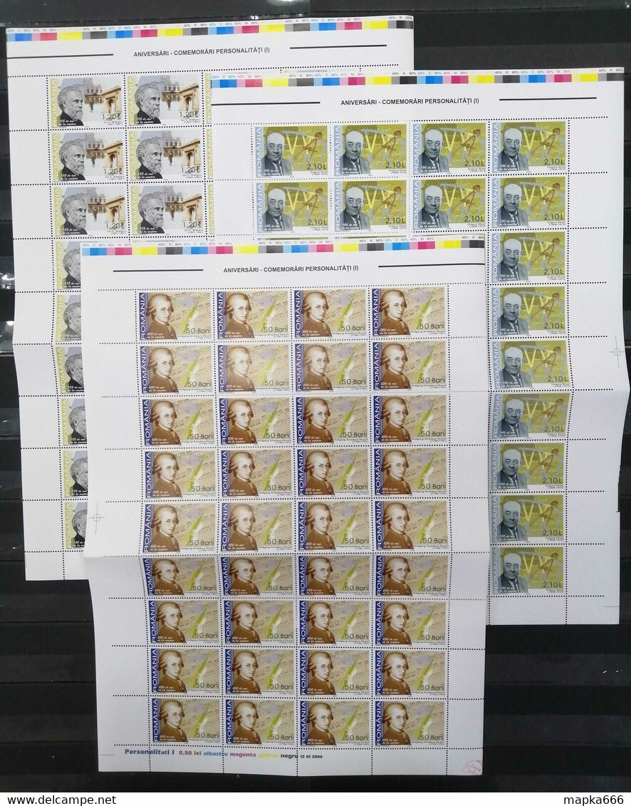 2006 Romania Famous People Michel #6028-30 104.4 Euro 3Sh (36Set ...