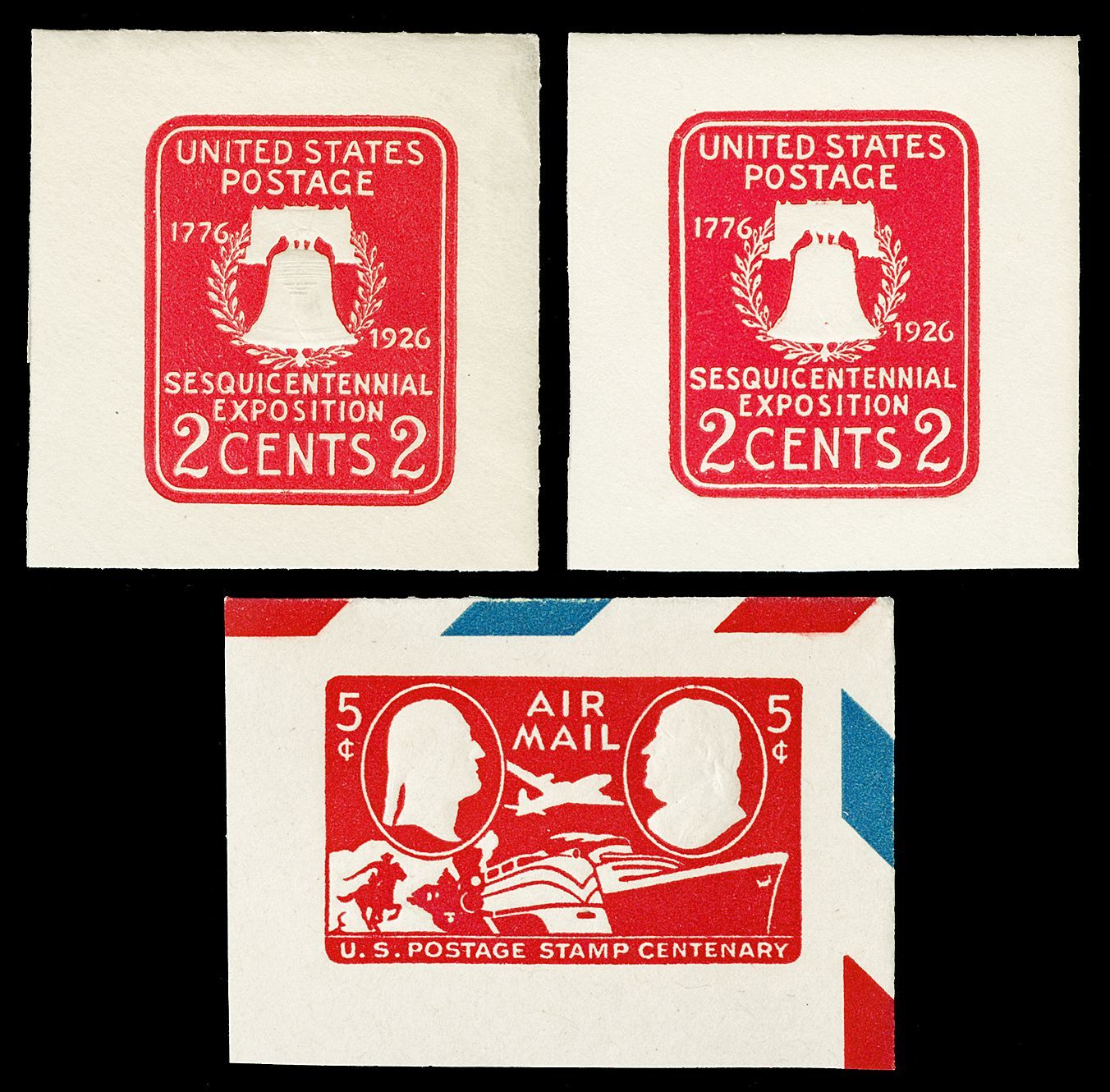 Scott U522, U522a, UC17 2c and 5c Cut Squares FULL CORNERS Mint VF ...