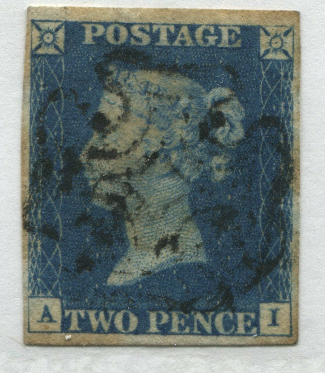 1840 2d Blue Plate 1 lettered AI with black MX and 4 margins | Great ...
