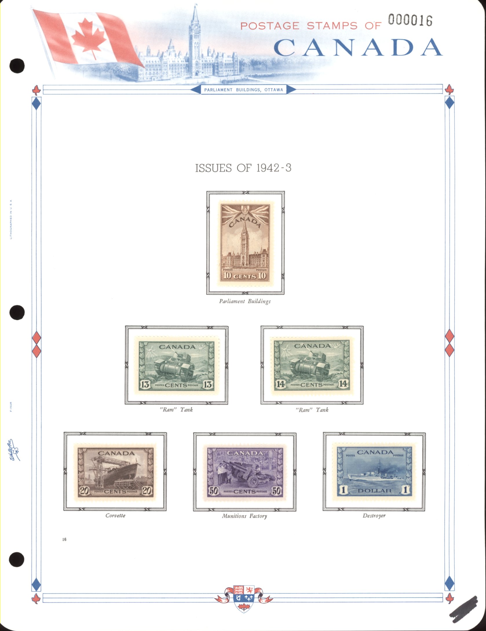 Canada Mint and Used Stamps on White Ace Album Page from Collection ...