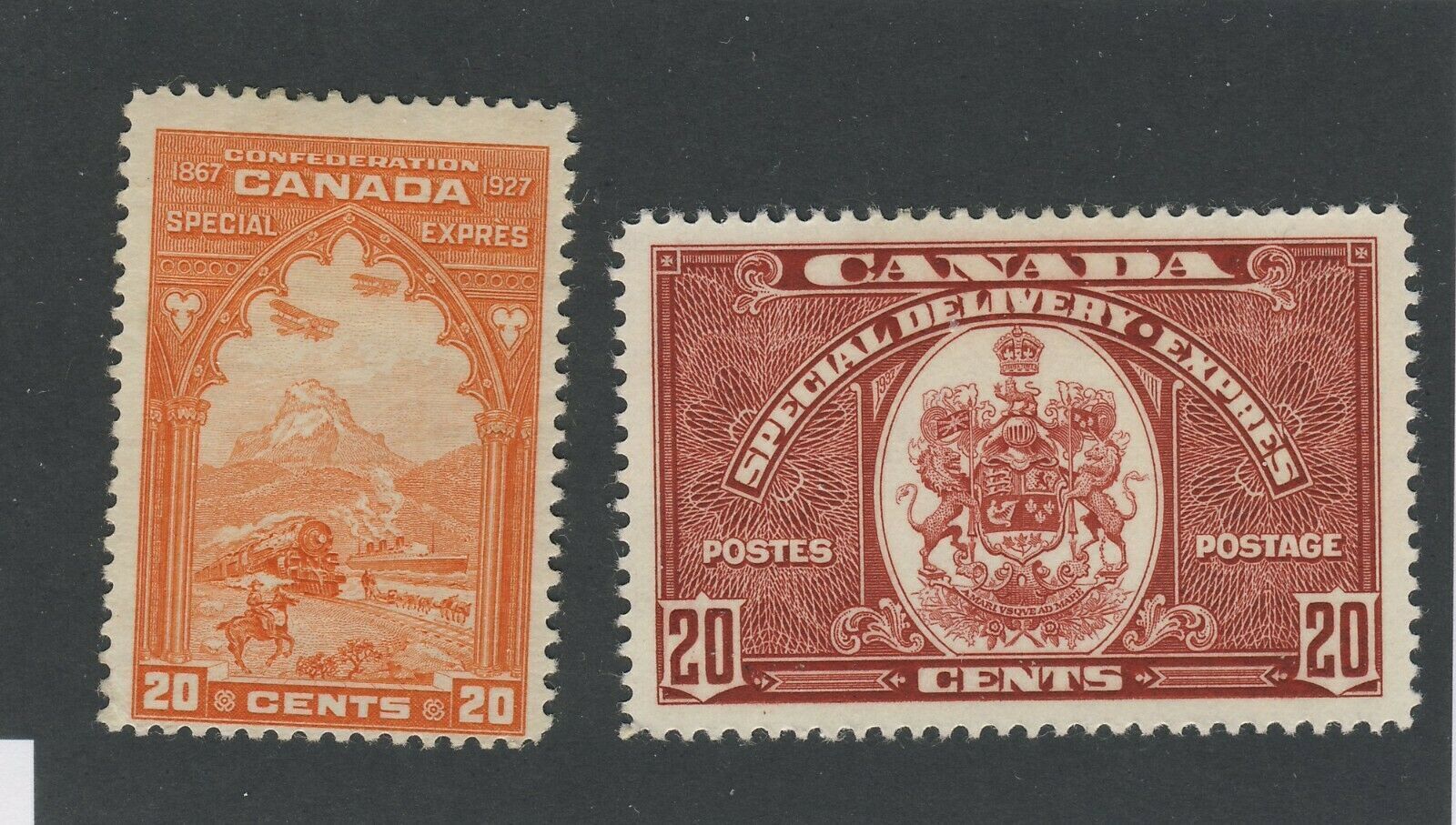 2x Canada Special Delivery stamps #E3-20c F/VF & E8-20c VF Guide Value ...