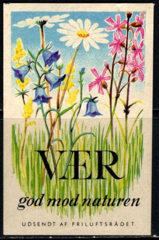 Vintage Denmark Poster Stamp To See Be Kind To Nature (Wildflowers ...