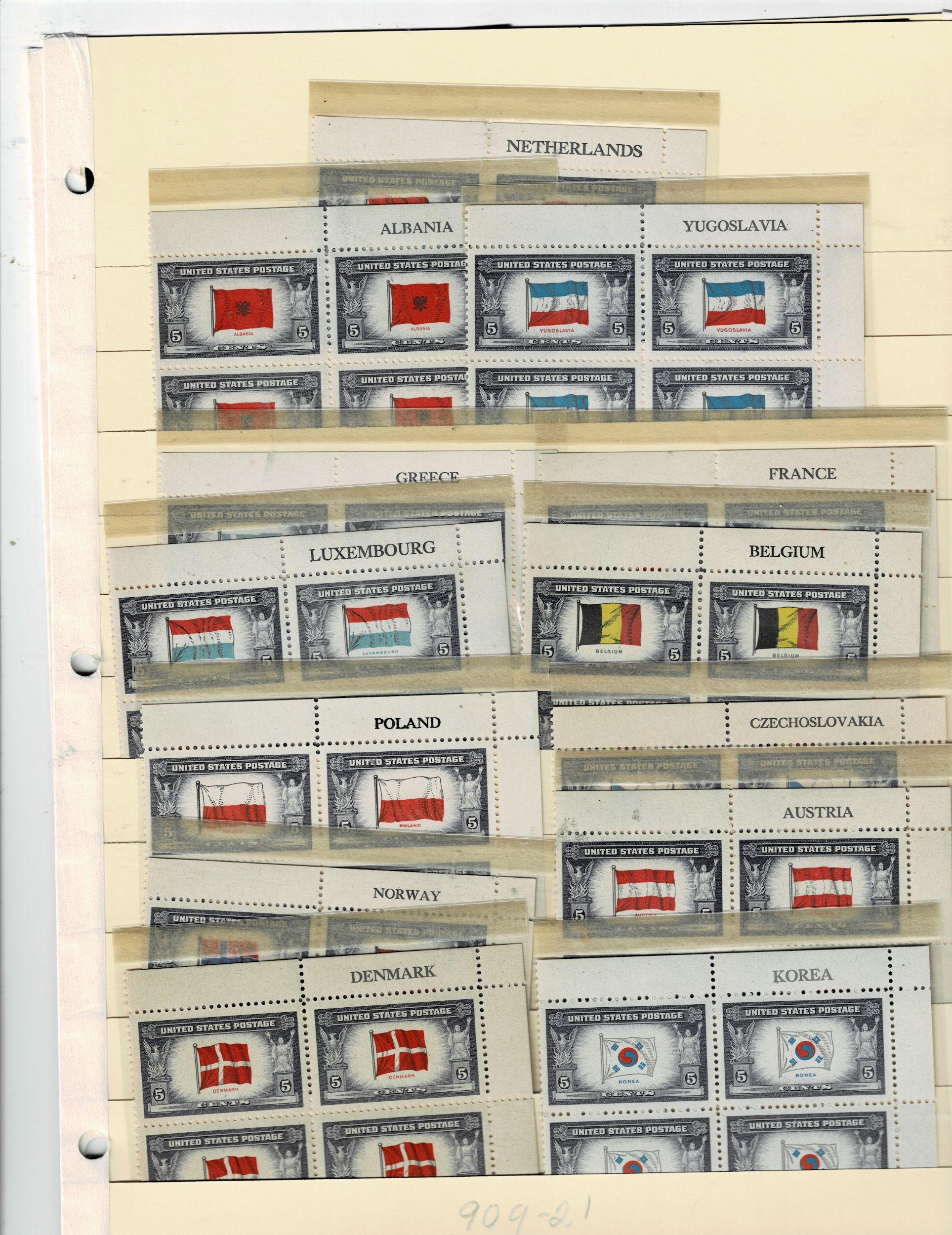Overrun Countries 1943 US Postage Plate Blocks #909-21 VF MNH | United ...