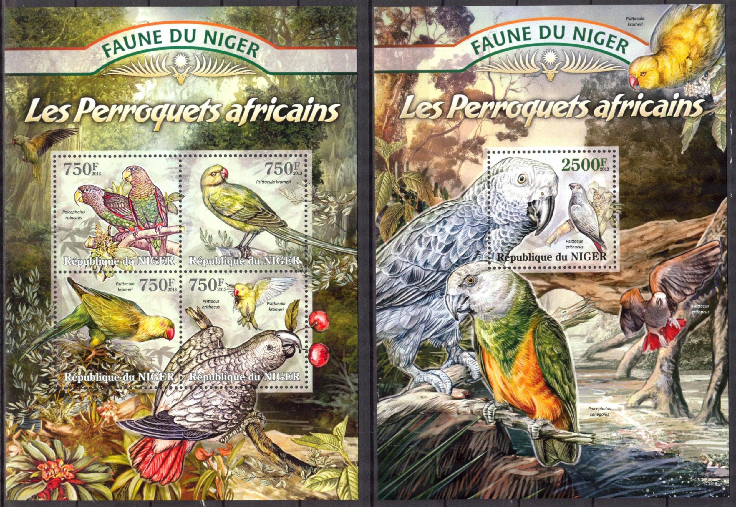 Niger 2013 Birds Parrots Sheet + S/S MNH | Africa - Niger, Back of Book ...