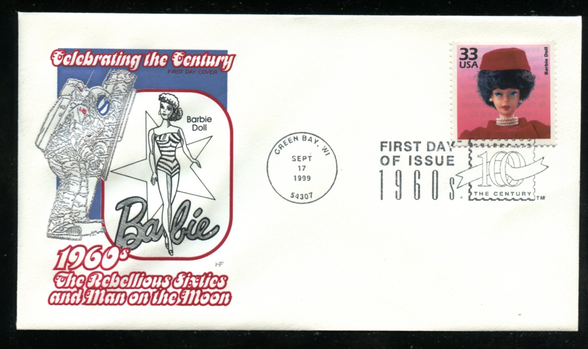 US 3188i Celebrate Century 1960s, Barbie Doll UA Farnam cachet FDC ...