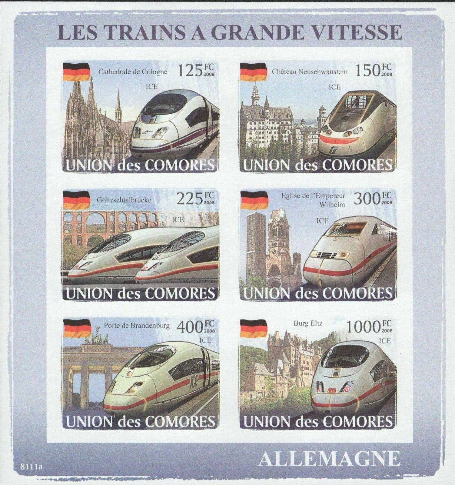 High Speed Train Germany Imperforated Sov. Sheet of 6 Stapms MNH ...