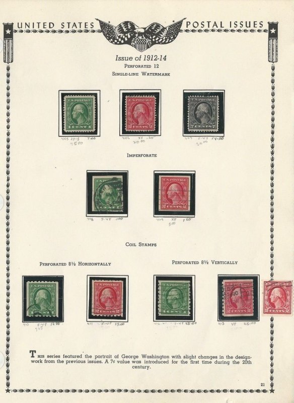 United States Collection 1912-1914, #405-407, 408-409, 410-413 Used ...