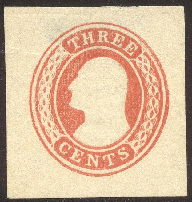 U.S> #U5 RARE Unused w/ Cert - 3c Red, Die III | United States, Postal ...