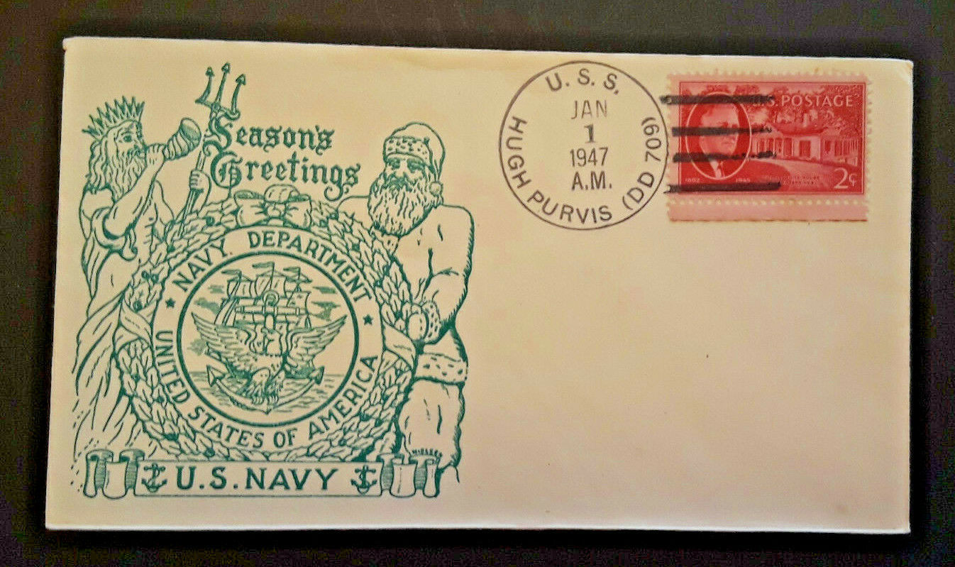1947 USS Hugh Purvis DD 709 US Navy Season's Greetings Illustrated ...