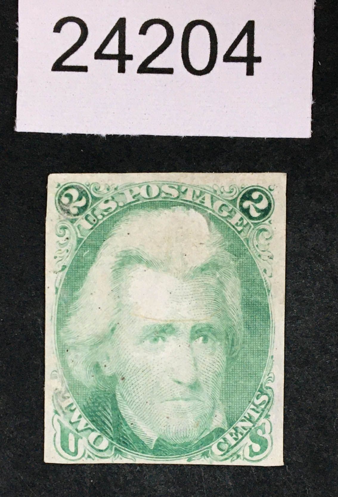 US Stamps # 73tc3c Green Trial Color Proof on India $250 LOT #24204 ...