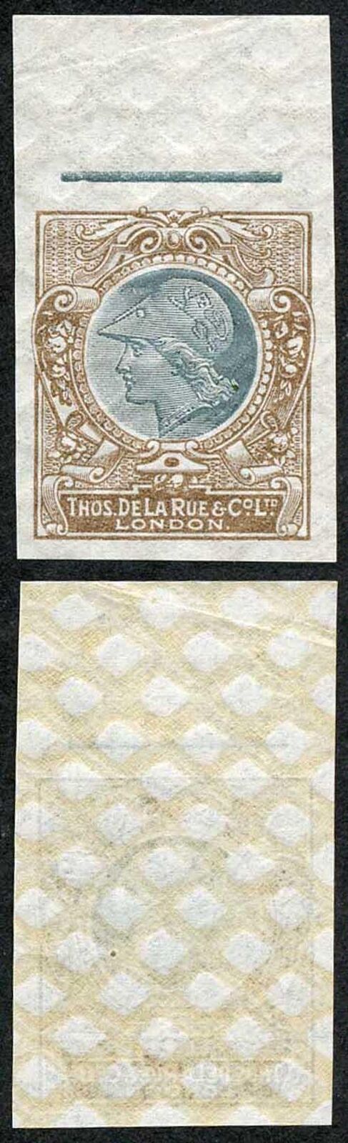 1911 De La Rue Britannia Head Dummy Stamp in Light Brown and Grey U/M ...