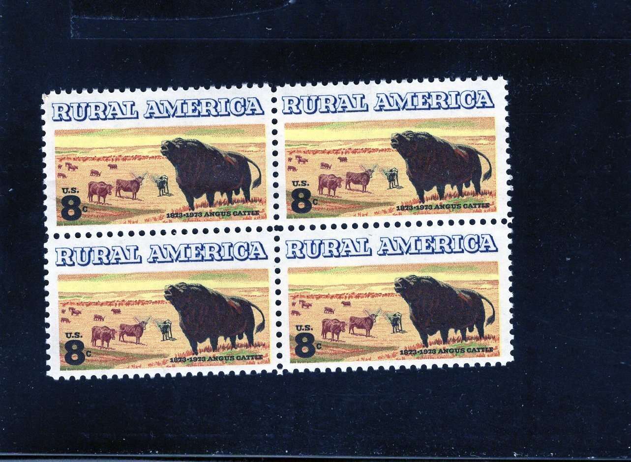 1504 Angus Cattle, MNH blk/4 | United States, General Issue Stamp ...