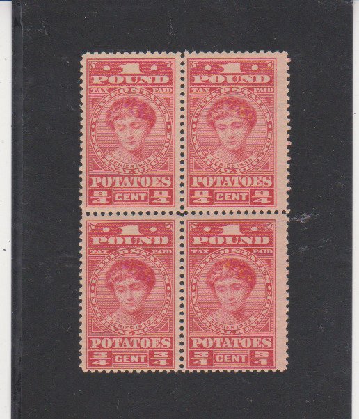 U.S. Scott # RI-1 MNH Block4 Potatoes REVENUE TAX EXEMPT Stamp SERIES ...