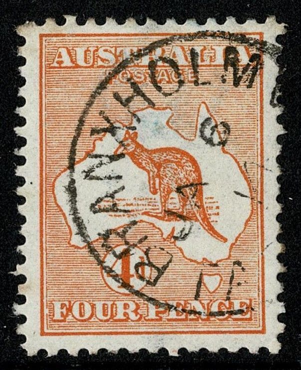 Australia 1913 Kangaroo 4d Orange 1st Watermark Used - BRANXHOLM ...