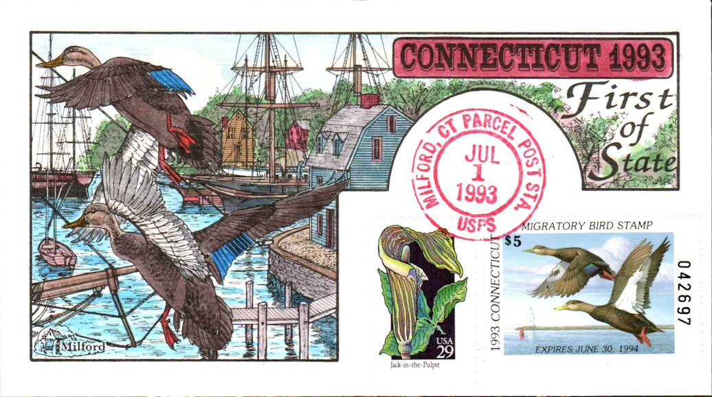 #CT1 Connecticut 1993 Duck Milford FDC | United States, Stamp / HipStamp