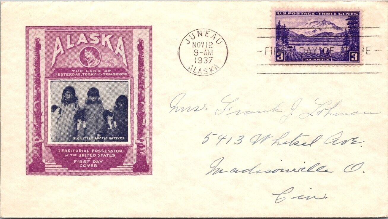 FDC 1937 SC #800 IOOR Cachet - Juneau, AK - Addressed - Single - F62127 ...