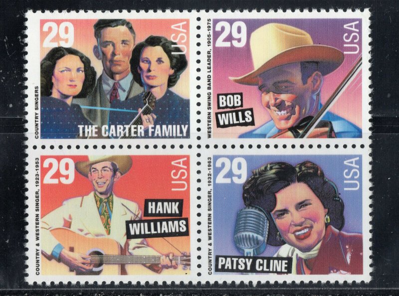 2771 - 2774 * COUNTRY SINGERS * U.S. Postage Stamps BLOCK MNH / HipStamp