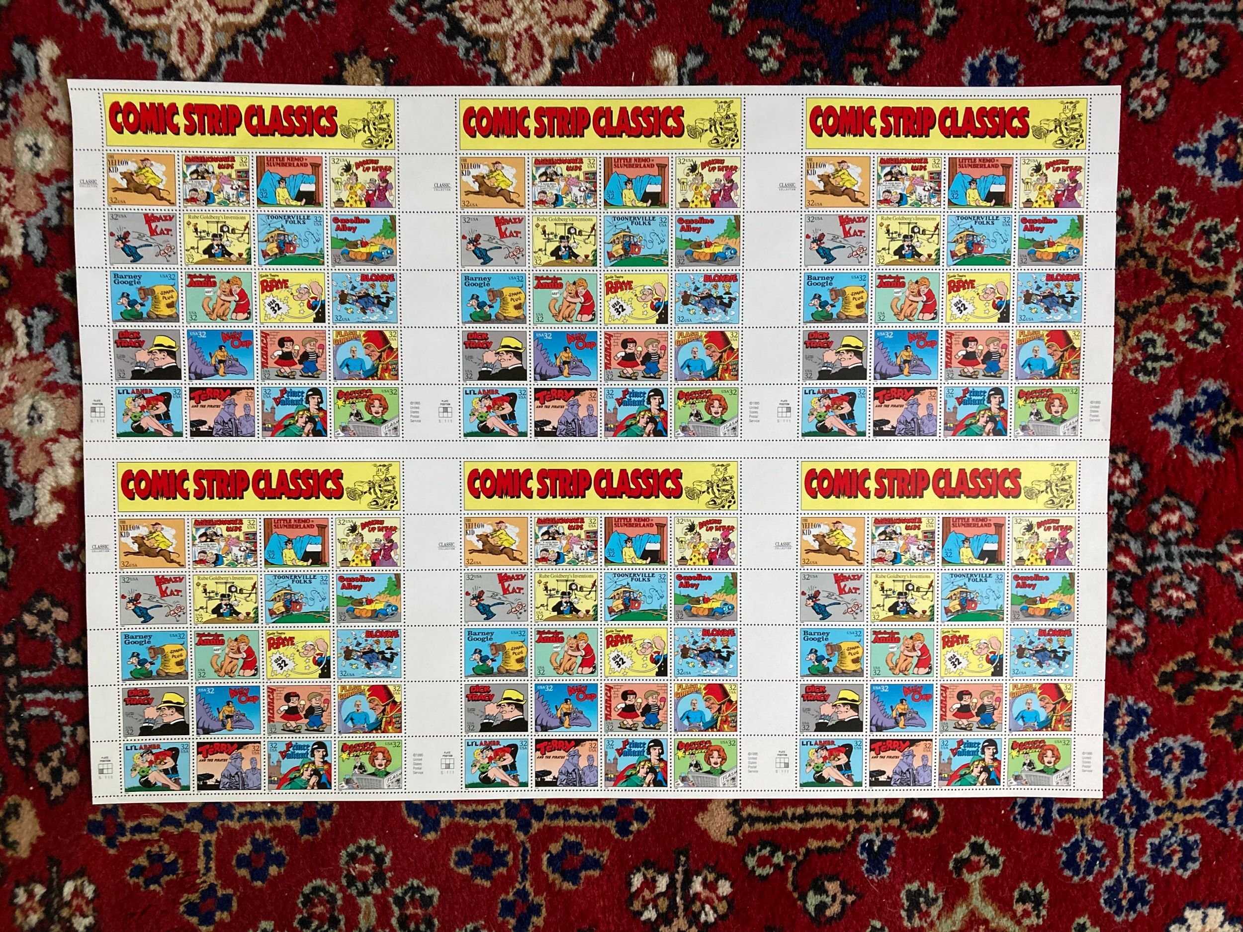 US 3000 Classic Comic Strips Uncut Press Sheet of 6 Panes MNH | United ...