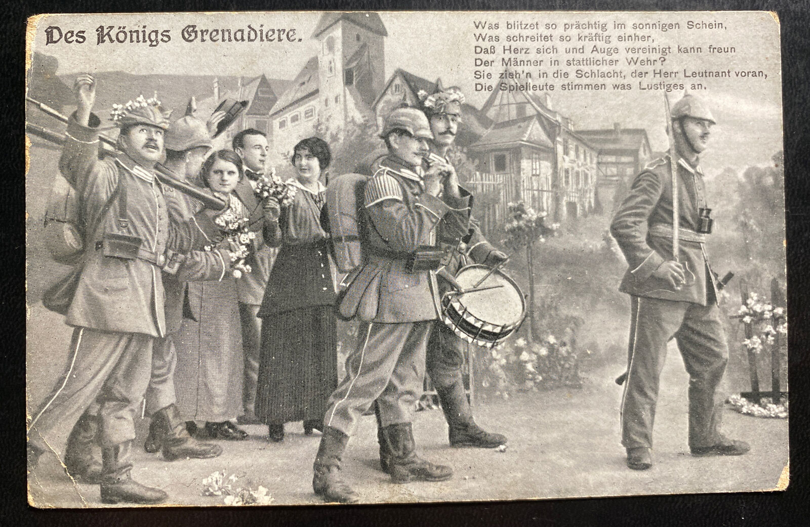 1915 Feldpost Germany WWI Picture Postcard cover The king's grenadiers ...