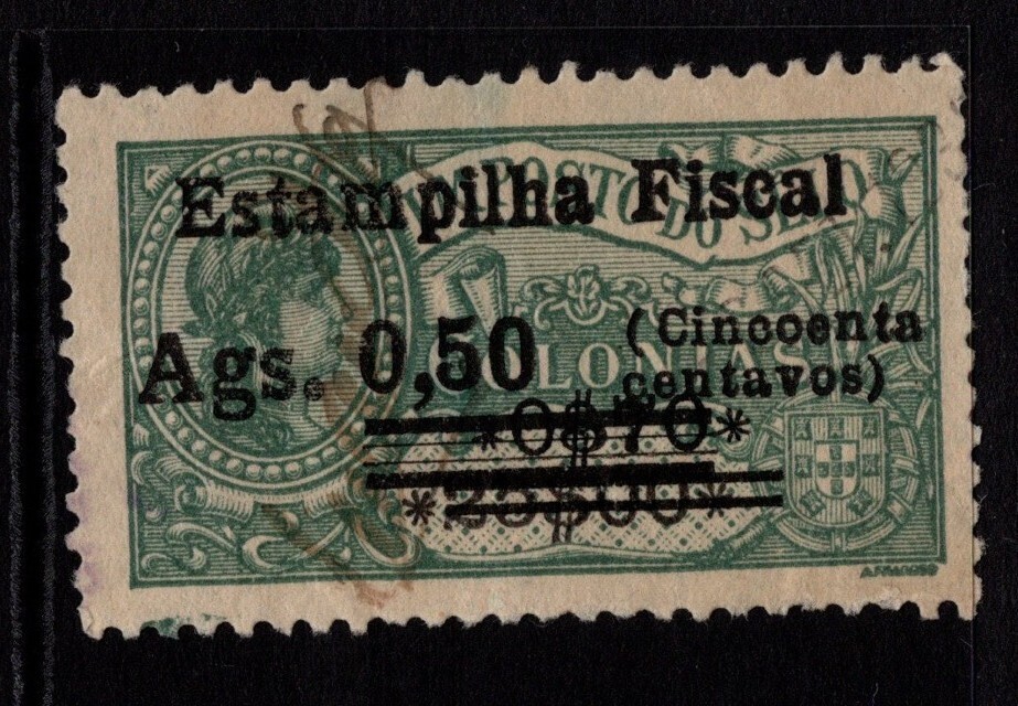 Angola Early 1900s .50ag on .75R on260R Used - S35486 | Africa - Angola ...