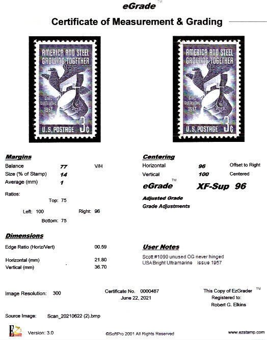 Scott #1090 MNHOG eGrade XF-Superb 96 0487 | United States, General ...