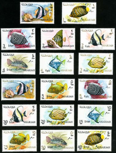 Sharjah Stamps MNH XF scarce fish sets 16 values | Middle East - United ...