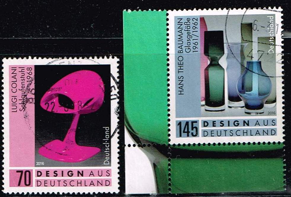 Sc.# 2942-3 used, Loop chair by Luigi Colani/ Art glass by Theo Baumann ...