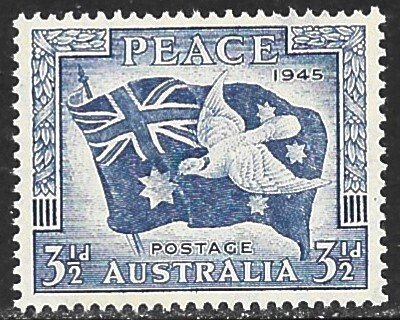 Australia 1946 Kgvi 3 1/2d Flag and Dove WW2 Peace and Victory Sc 201 ...