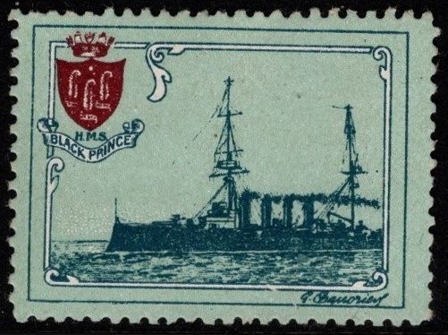 1914 WW One France Delandre Poster Stamp Armored Cruiser HMS Black ...