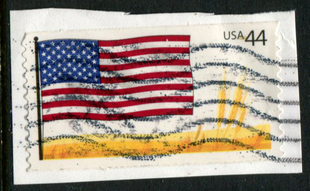4302 US 44c Flag Series: US Flag & Grain SA coil, used on paper ...