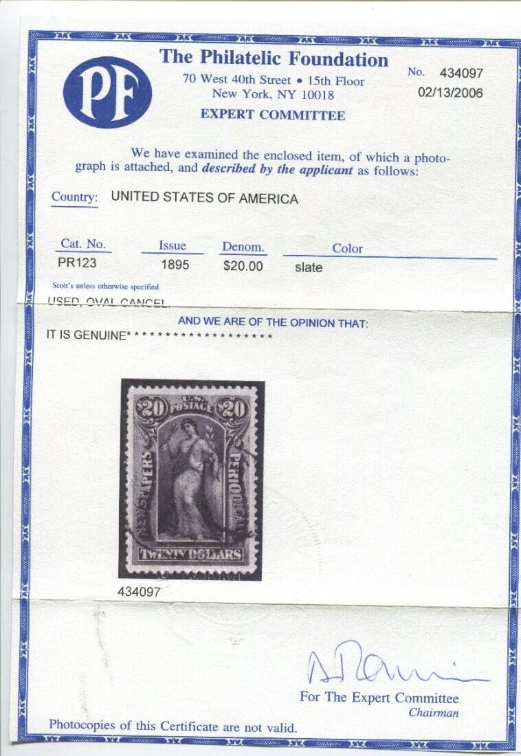 PR123 Newspaper and Periodical Used Stamp with PF Cert LV9088 | United ...