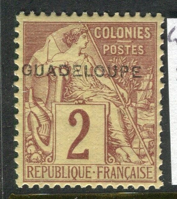 FRENCH COLONIES; GUADELOUPE 1890s classic Optd. issue Mint hinged 2c ...