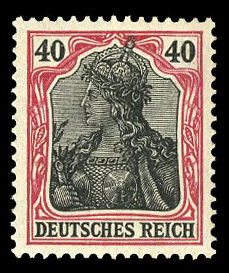 Germany #72 (Mi. 75) Cat€400, 1902 40pf lake and black, never hinged ...
