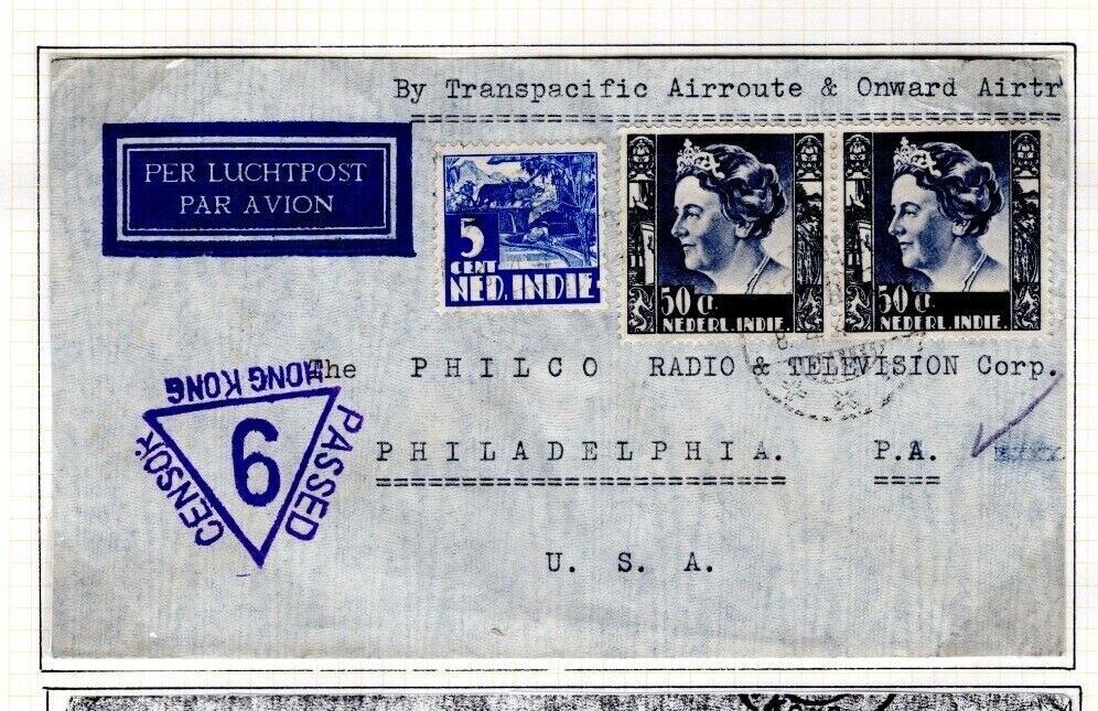 DUTCH EAST INDIES WW2 Cover Superb *HONG KONG/9* Censor Air Mail 1940 ...