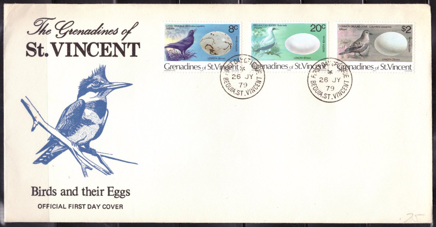 F2200 GRENADINES OF ST VINCENT FDC # 139, 143, 149 Birds & Their Eggs ...