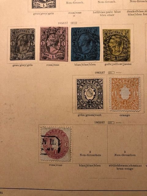 Saxony - Page w/stamps from a 1915 Shaubeks Album | Canada, General ...