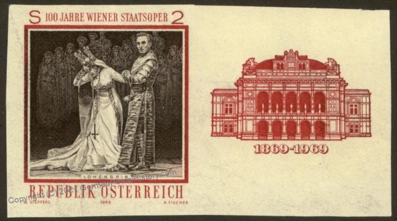 Austria 1969 100th Anniversary Vienna Staatsoper Opera Mi1297 Imperf ...