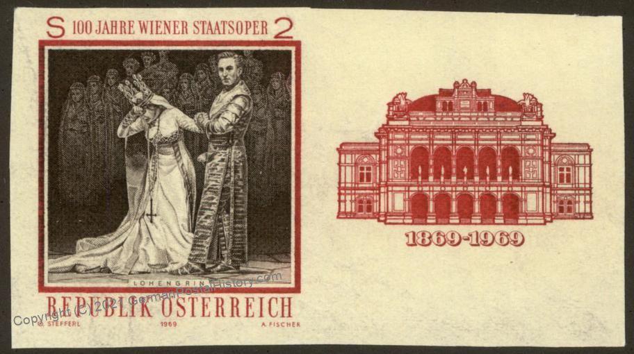 Austria 1969 100th Anniversary Vienna Staatsoper Opera Mi1297 Imperf ...