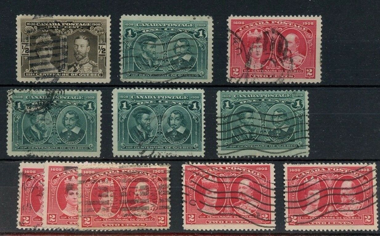 Half cent, 1c and 2c Tercentenary used lot CAnada | Canada, Stamp ...