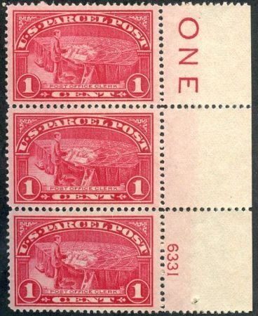 US Q1 Parcel Post XF NH Plate # Strip of 3 | United States, Parcel Post ...
